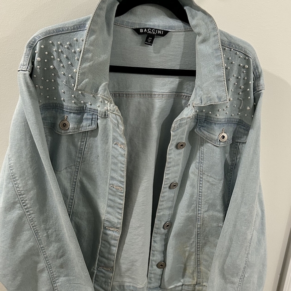 Baccini | Jackets & Coats | Baccini Sky Blue Denim Jacket With Silver ...